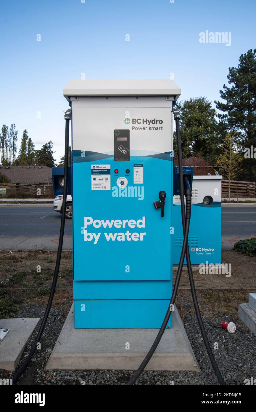 BC Hydro electric vehicle charging station at Saanich Plaza Stock Photo ...