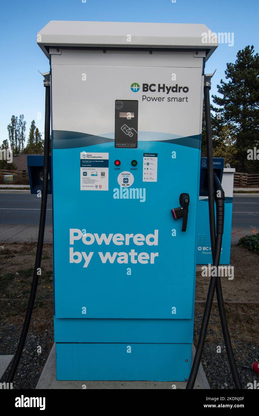 BC Hydro electric vehicle charging station at Saanich Plaza Stock Photo ...