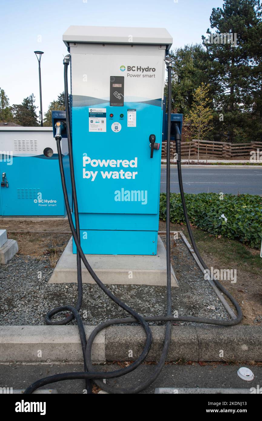 BC Hydro electric vehicle charging station at Saanich Plaza Stock Photo ...
