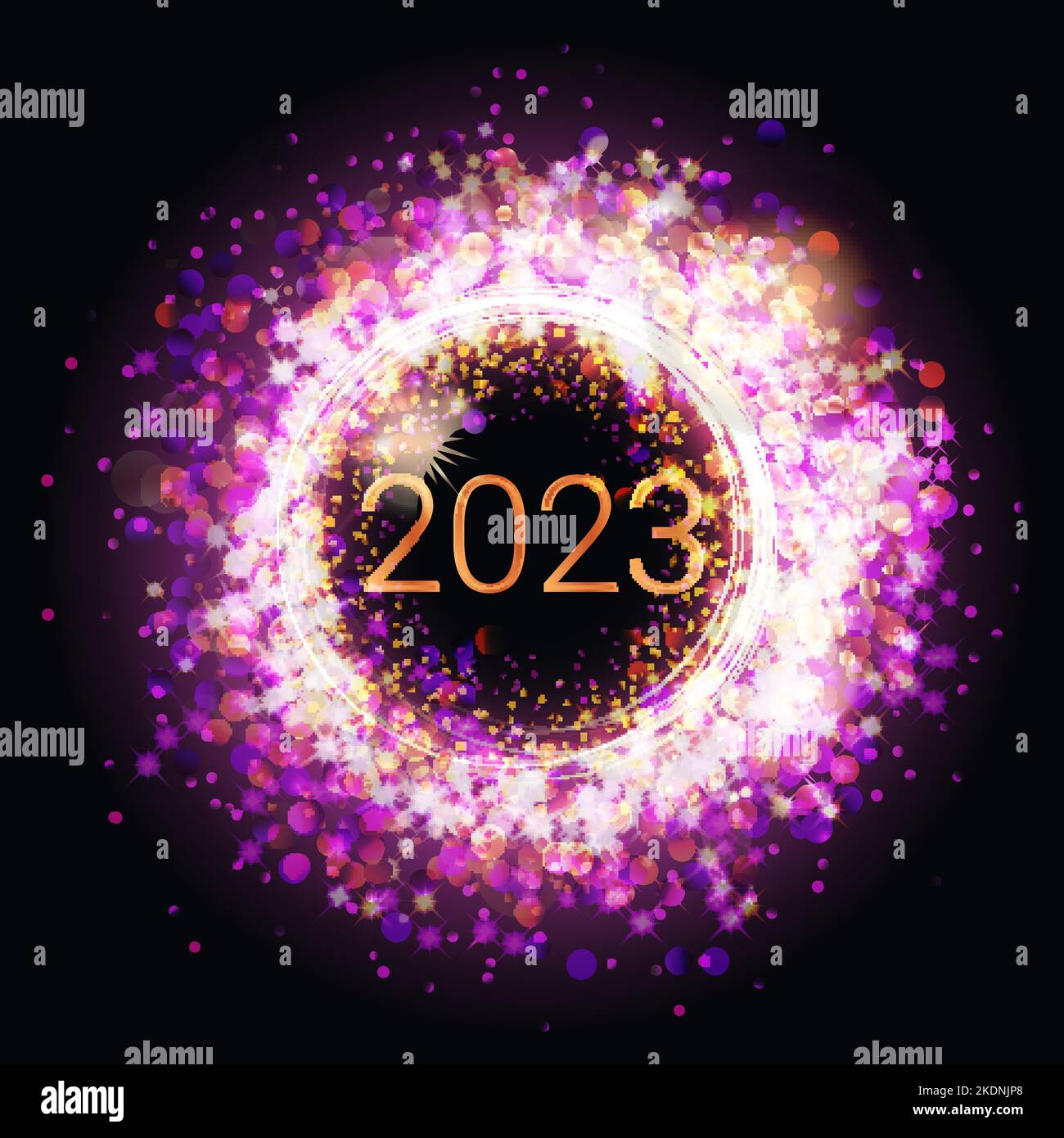 Pink purple neon golden glow 2023 Happy New Year background design ...