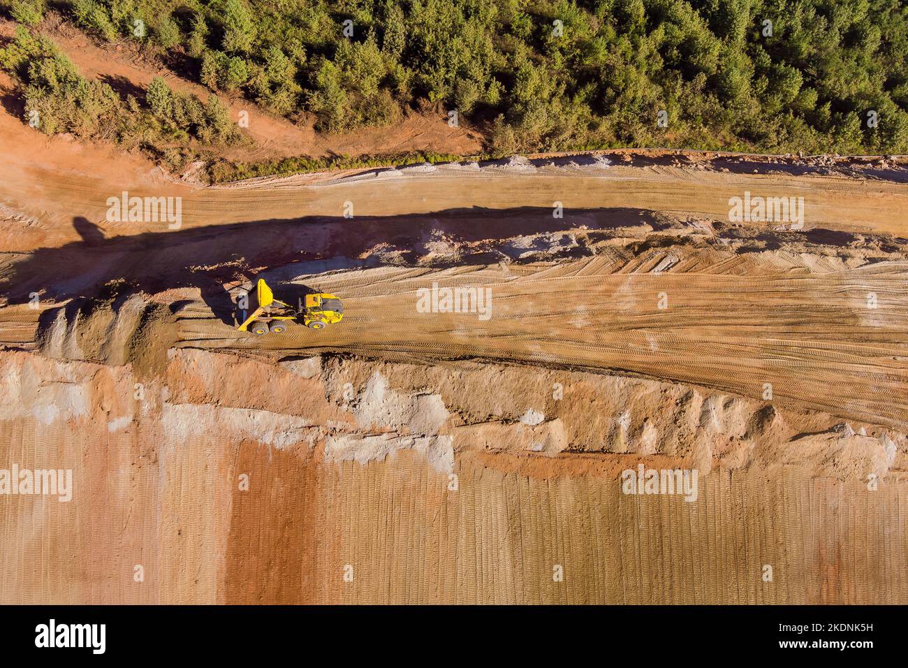 Earth is moved to one place on construction site by heavy industrial ...