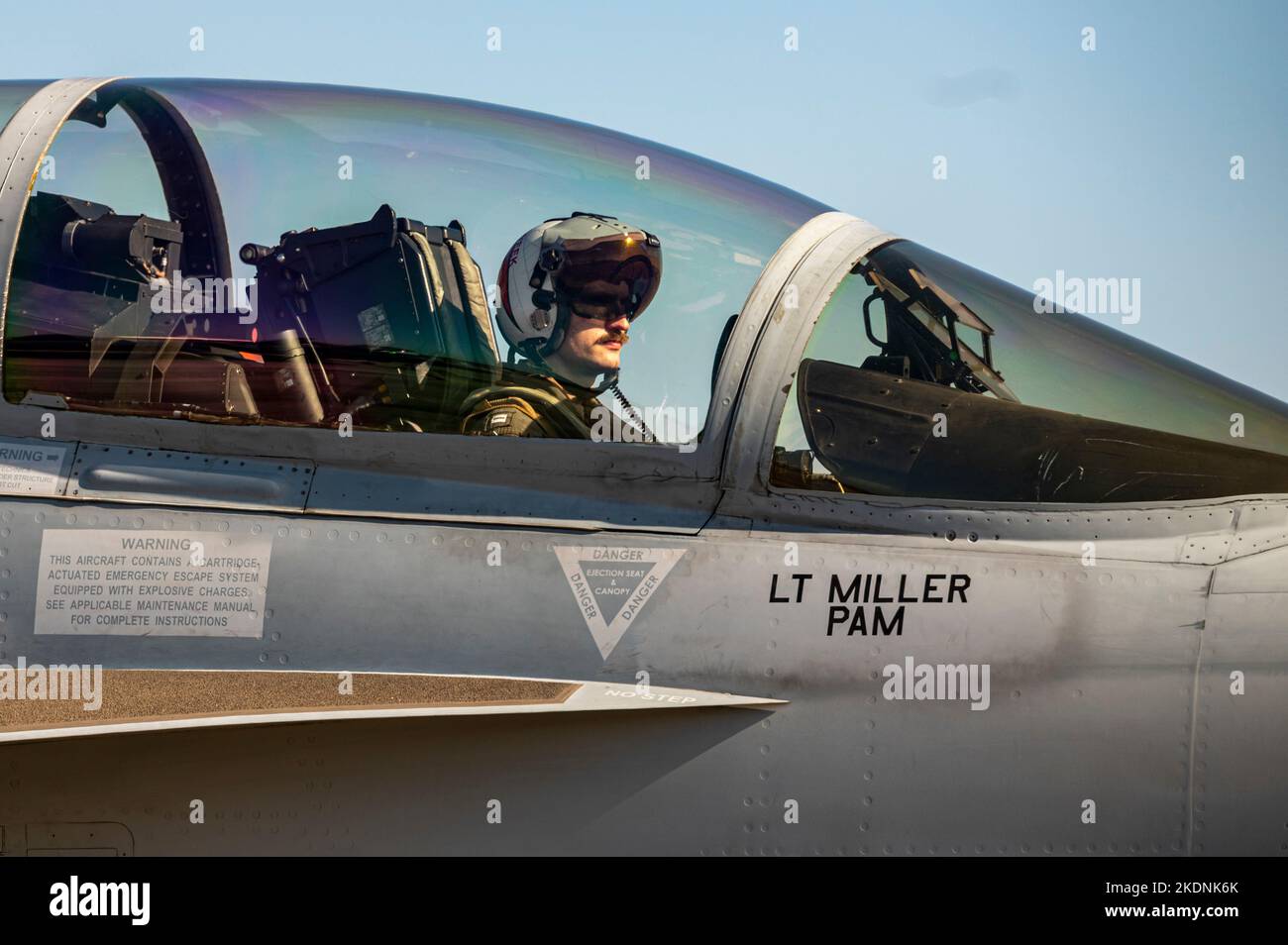 A U.S. Navy F/A-18 Super Hornet pilot with Naval Air Station Lemoore ...