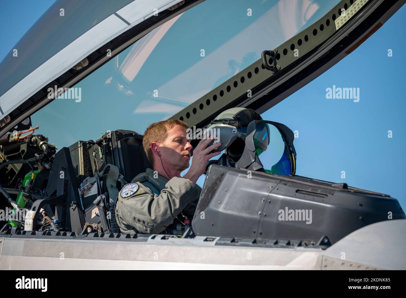 A U.S. Air Force F-22 Raptor pilot with the 94th Fighter Squadron ...