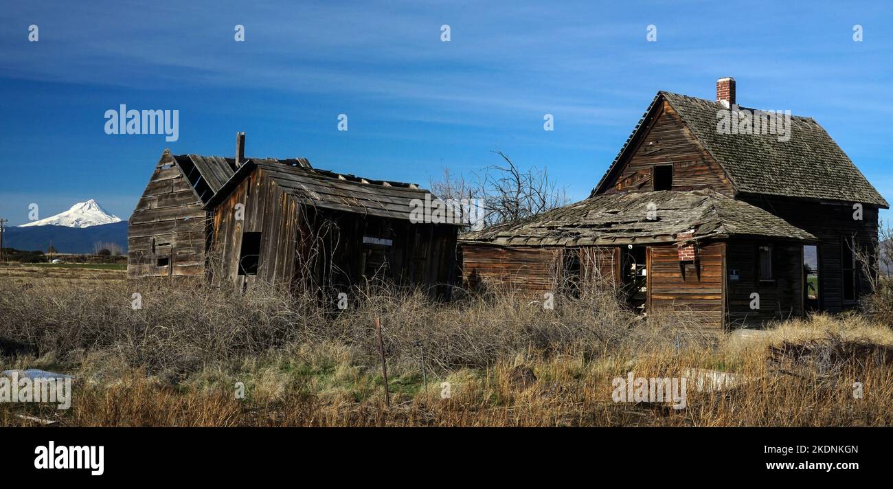 Old Farmstead in Oregon with views of Mt. Hood Stock Photo - Alamy