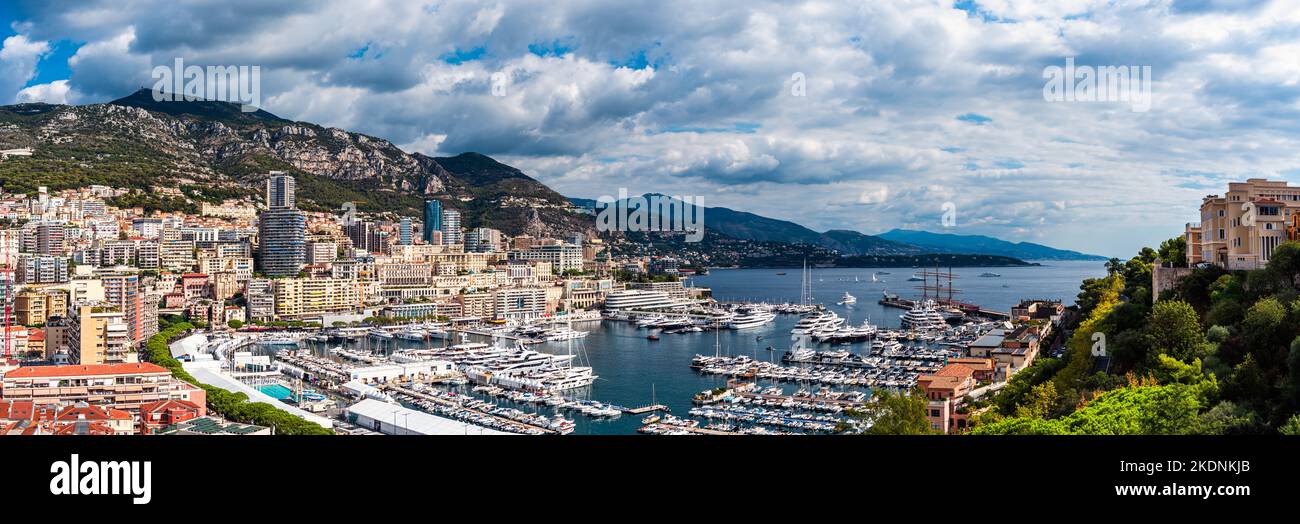 View of City and Harbor of Monaco, Principality of Monaco, Monaco ...