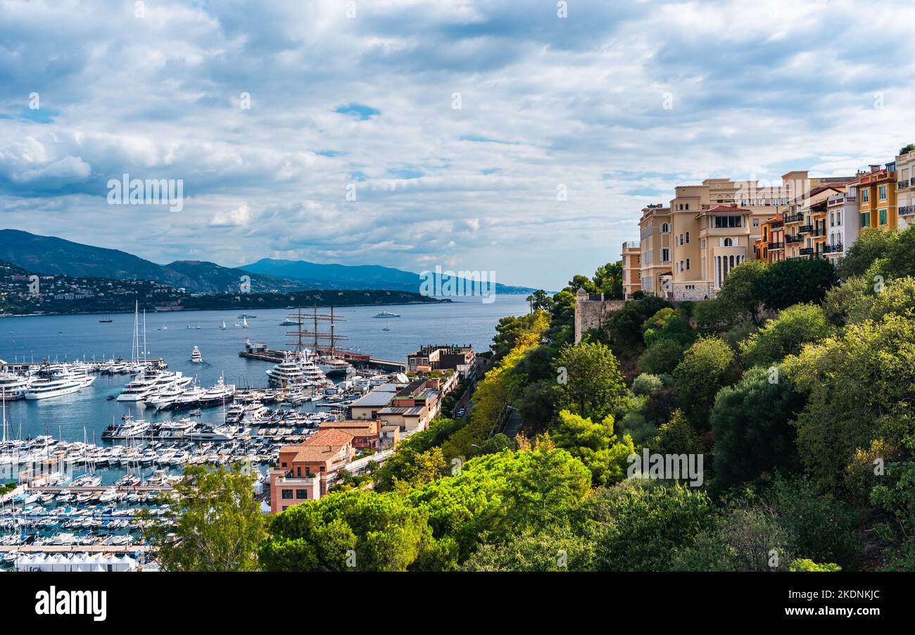 View of City and Harbor of Monaco, Principality of Monaco, Monaco ...
