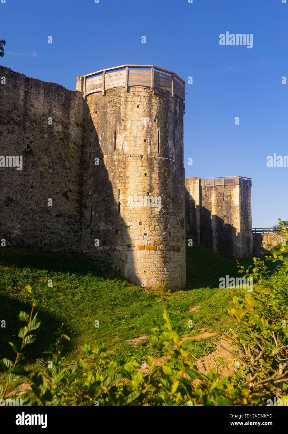 View of medieval castle walls Stock Photo - Alamy