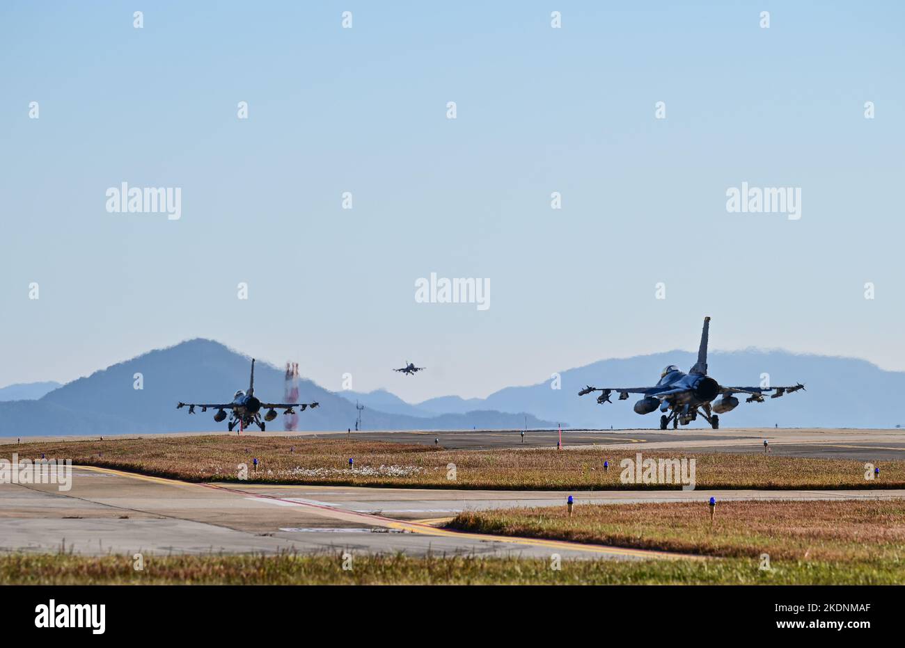 Two U.S. Air Force F-16 Fighting Falcons with the 80th Fighter Squadron ...