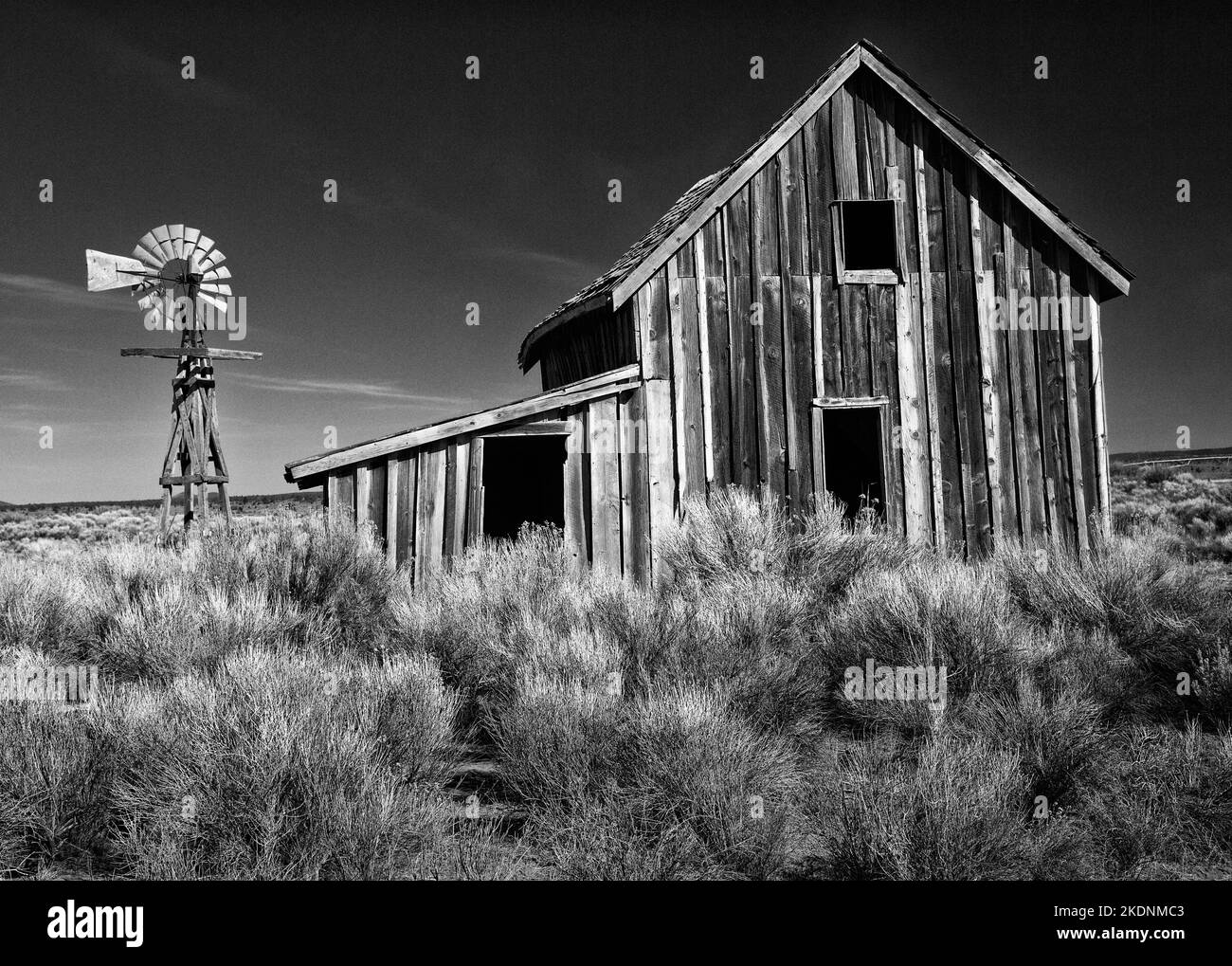 Old farm windmill Black and White Stock Photos & Images - Alamy