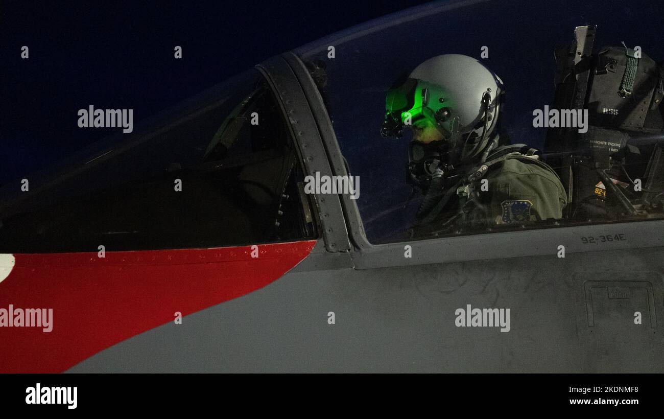 An F-15E Strike Eagle aircraft pilot assigned to the 494th Fighter ...