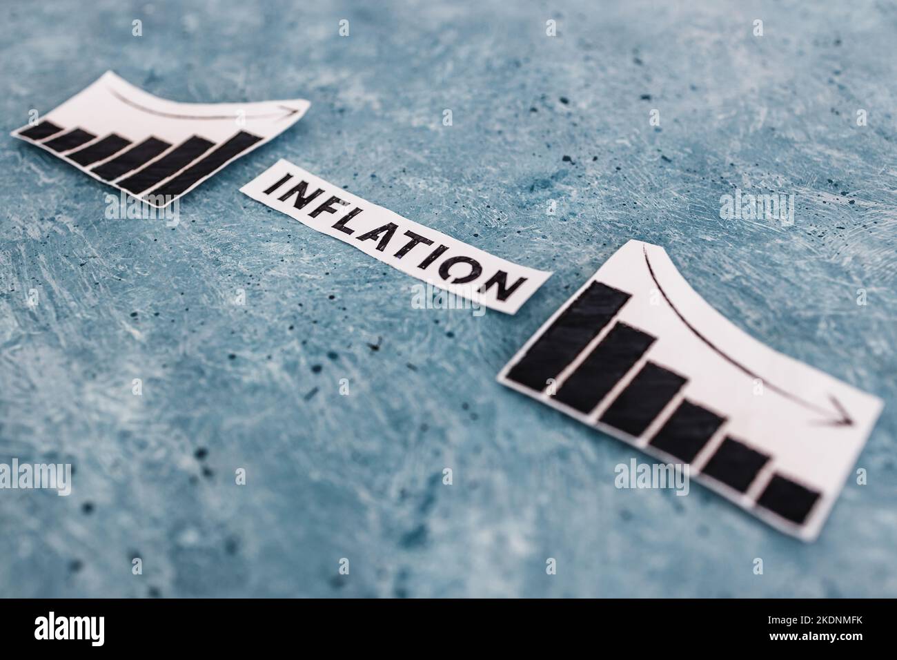 inflation text in between graphs with stats going up then going down ...