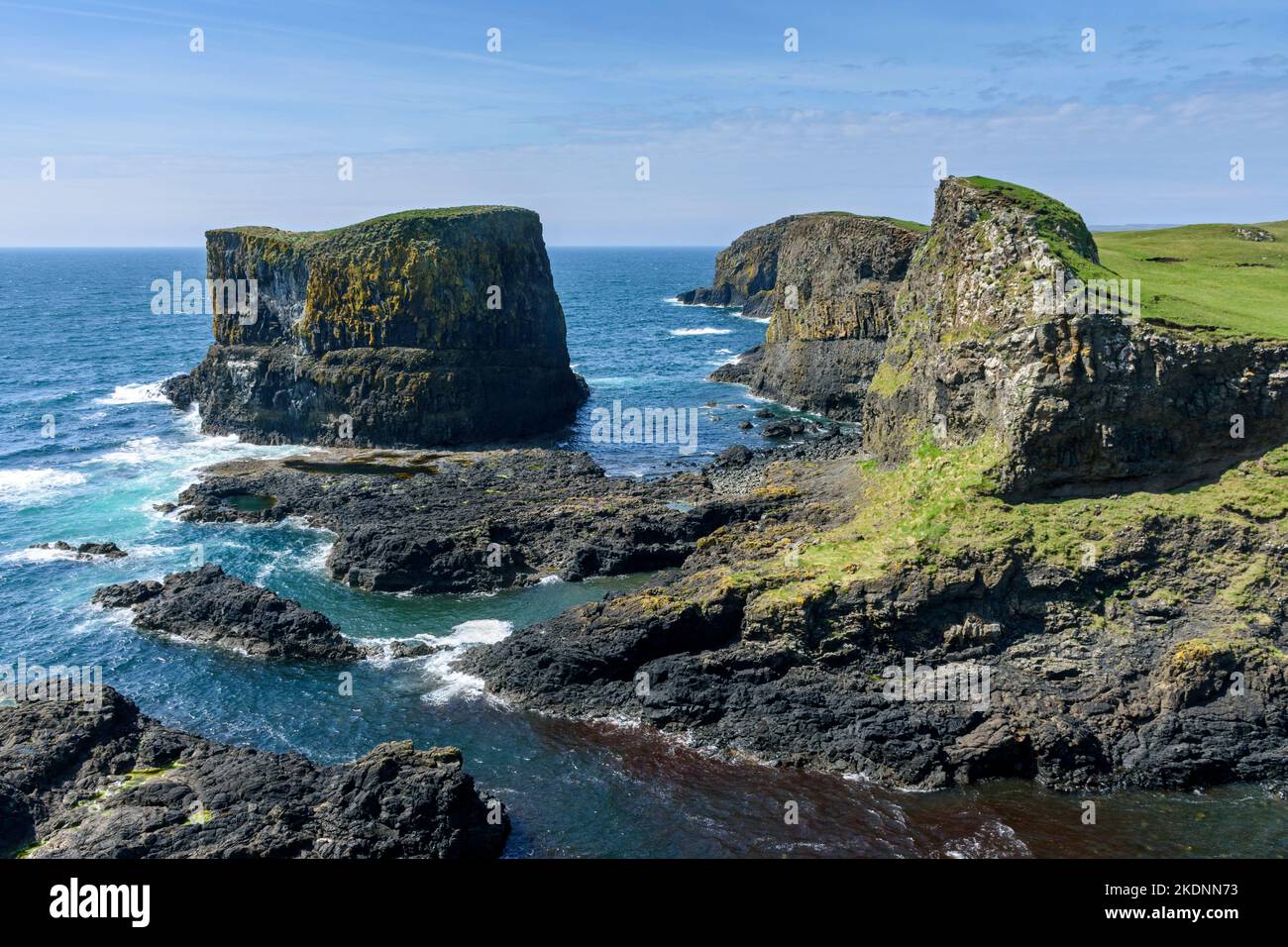 The sea stack of Dùn Mòr on the Isle of Sanday, Scotland, UK Stock ...