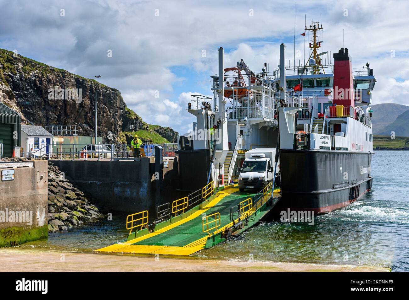 The Caledonian MacBrayne Small Isles ferry, the MV Lochnevis, at the ...