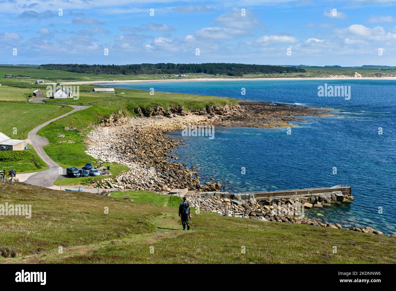 Dunnet Bay and Dwarwick pier from Dwarwick Head, on the coastal path on ...