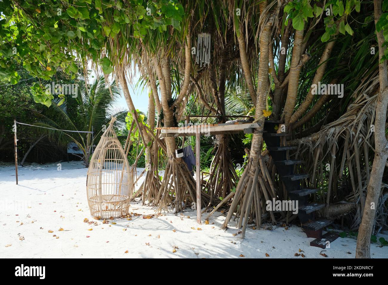 Beautiful resting platform tree house at Dhiffushi, Maldives Stock ...
