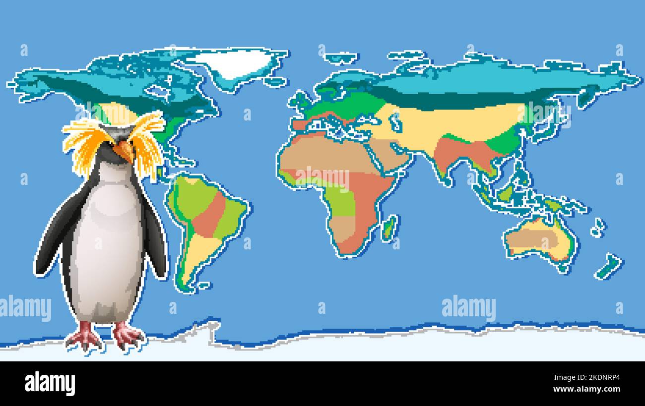 Thumbnail design with penguin on world map illustration Stock Vector ...