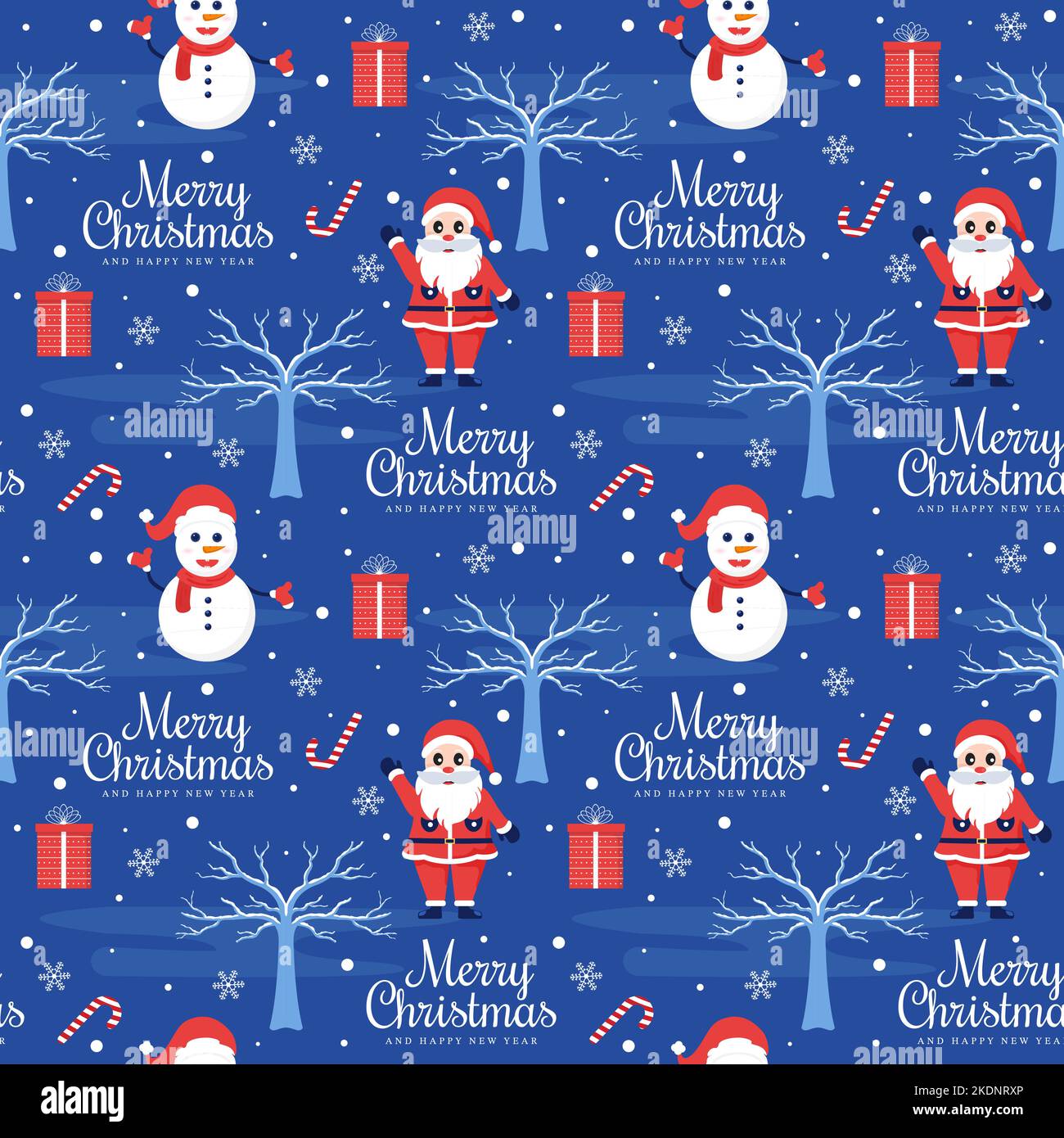 Christmas Background Seamless Pattern Design With Santa Claus, Tree ...