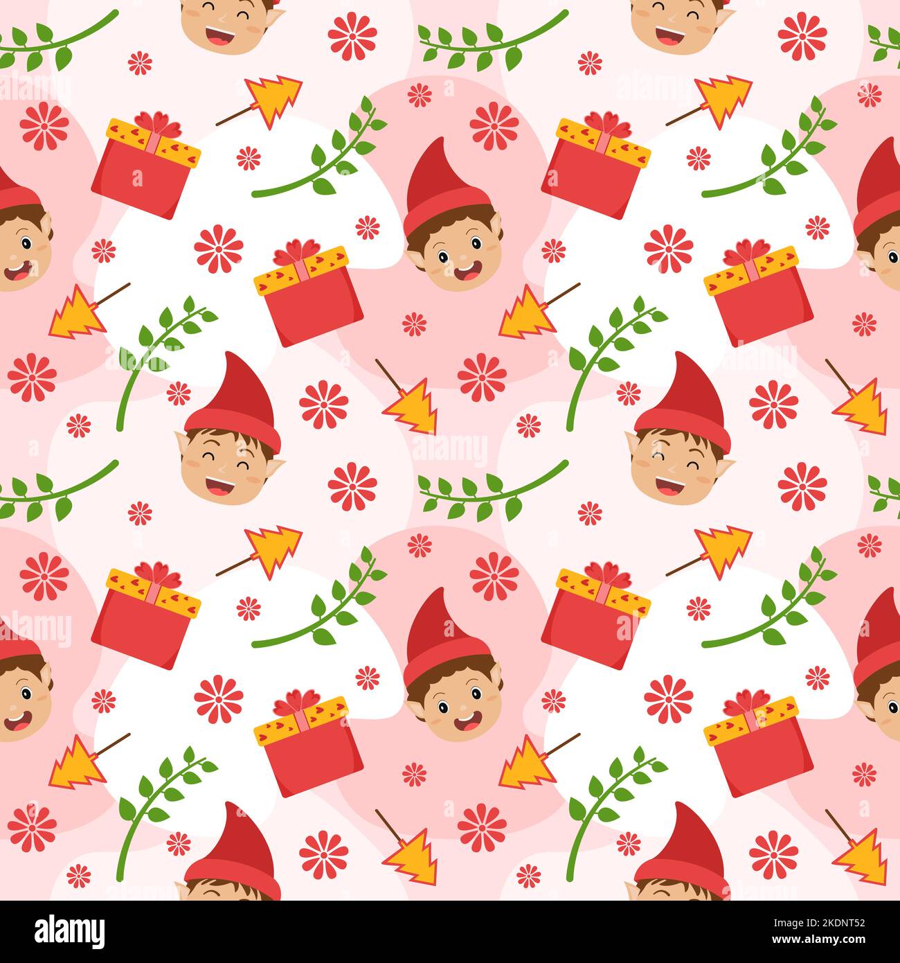Christmas Background Seamless Pattern Design With Santa Claus, Tree ...