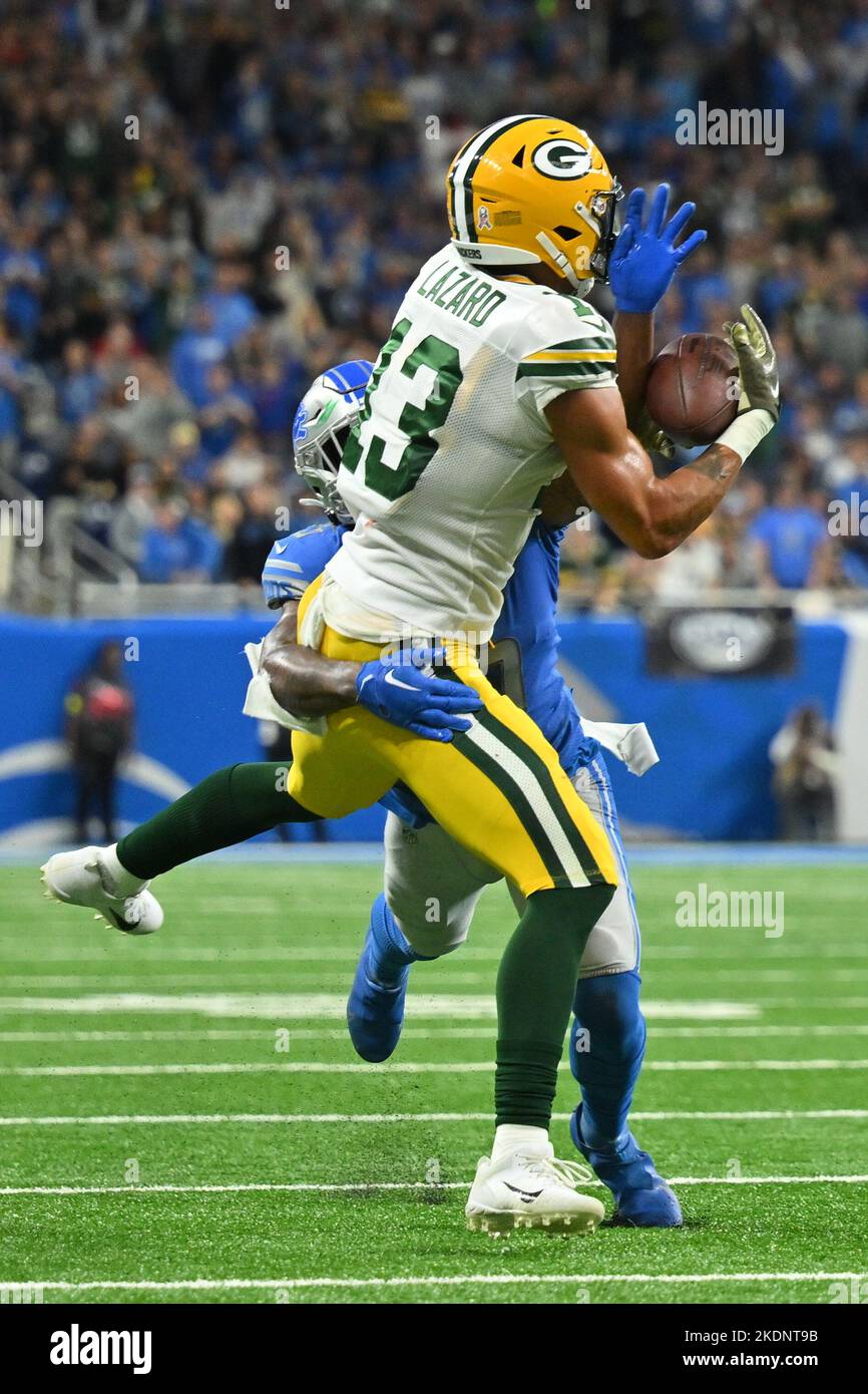 DETROIT, MI - NOVEMBER 06: Green Bay Packers WR Allen Lazard (13) is ...