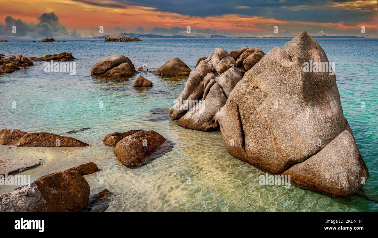 Cardellino beach is located on the island of Maddalena, in the northern ...