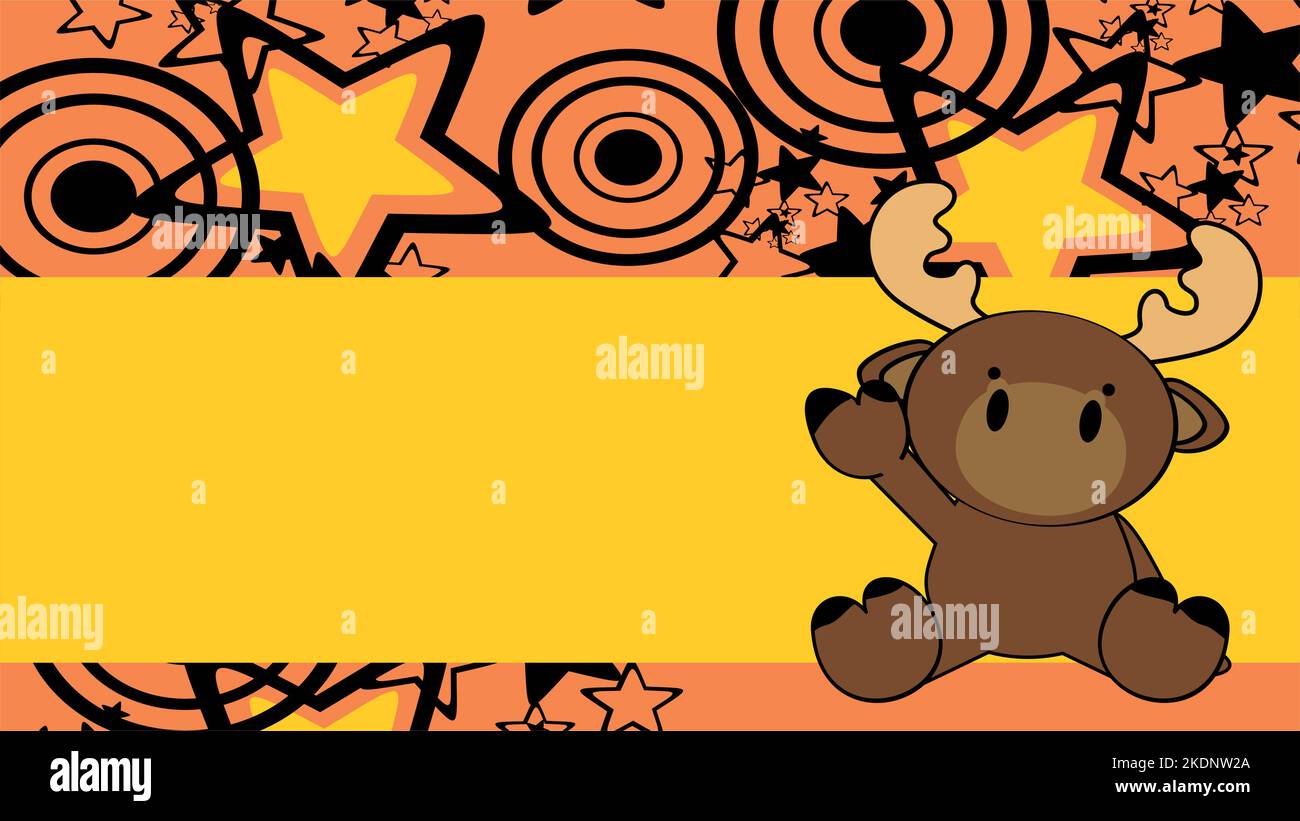 sitting baby moose chibi cartoon illustration background in vector ...