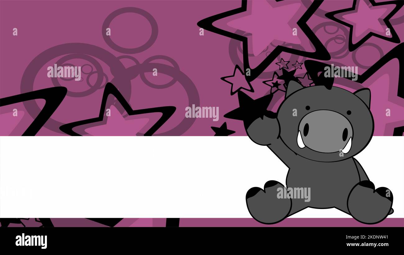 sitting baby boar chibi cartoon illustration background in vector ...
