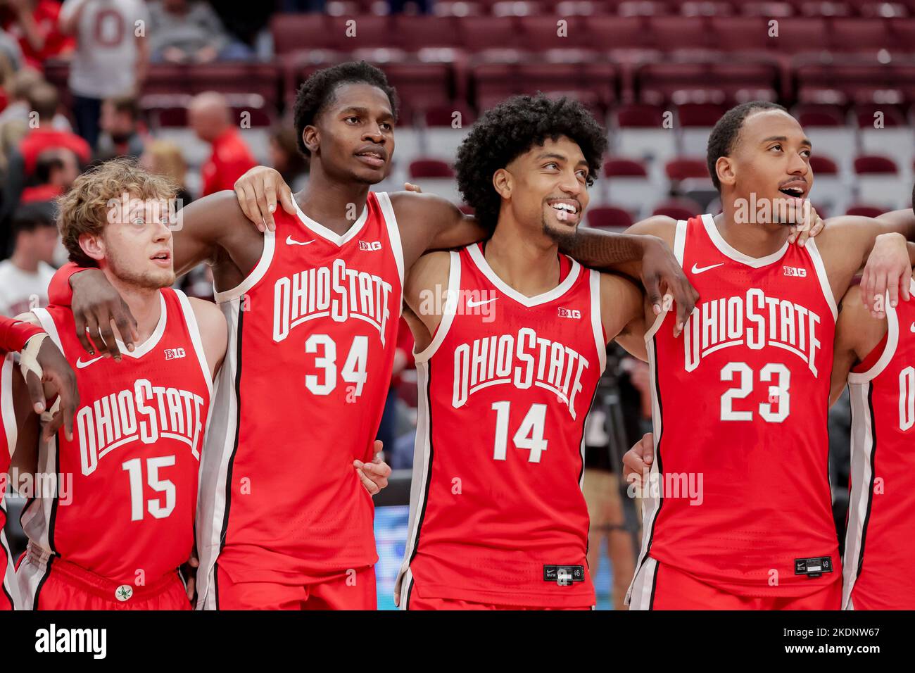 Columbus, Ohio, USA. 7th Nov, 2022. Ohio State Buckeyes players sings ...