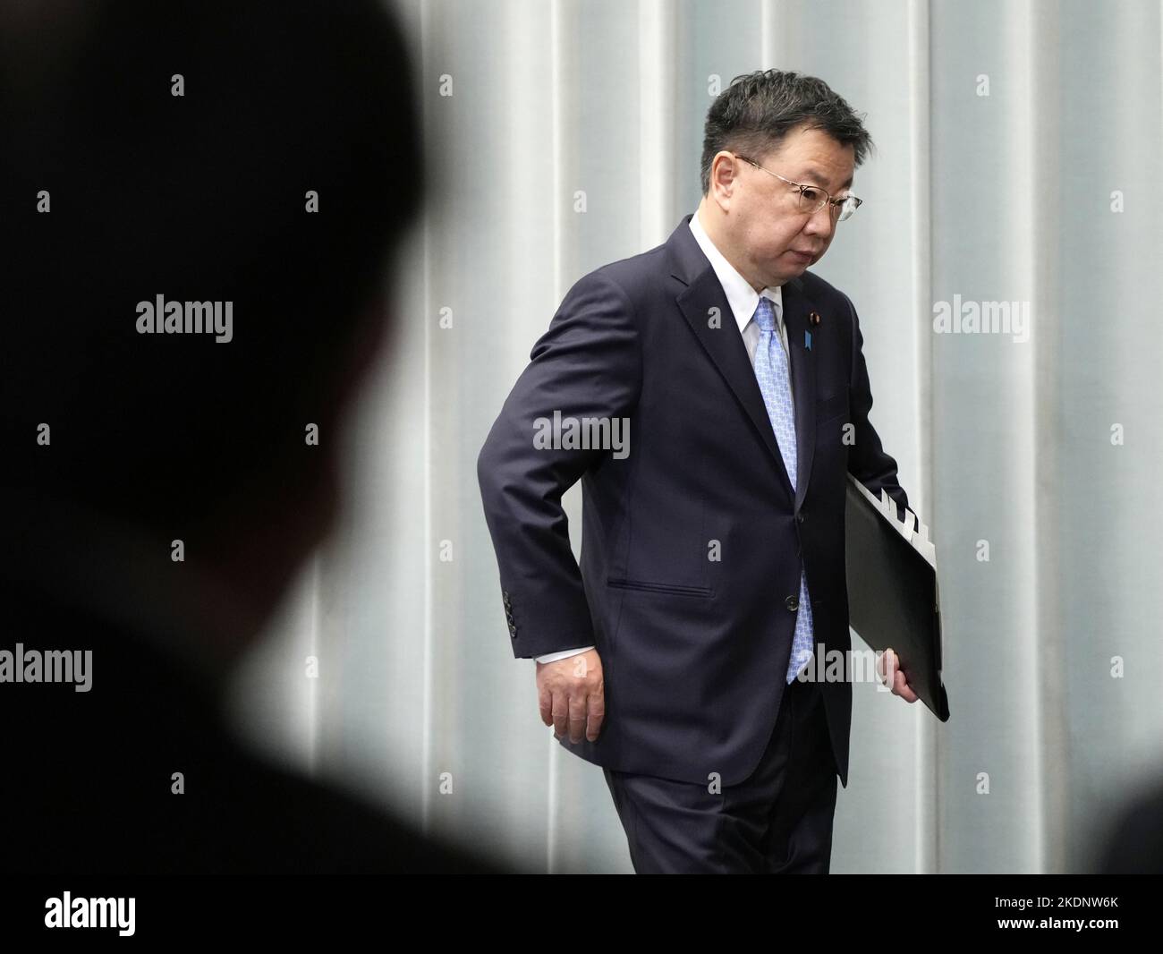 Japanese Chief Cabinet Secretary Hirokazu Matsuno is pictured after a ...