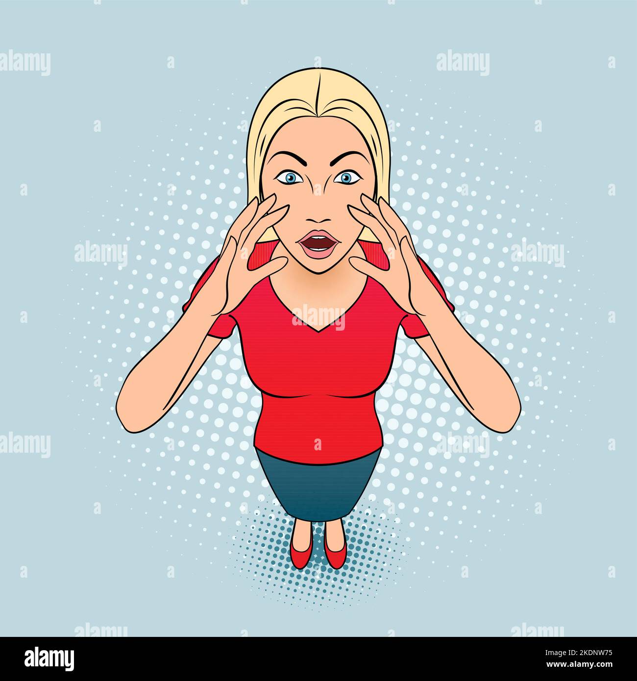 Cartoon Illustration Of A Young Woman Screams Stock Vector Image And Art