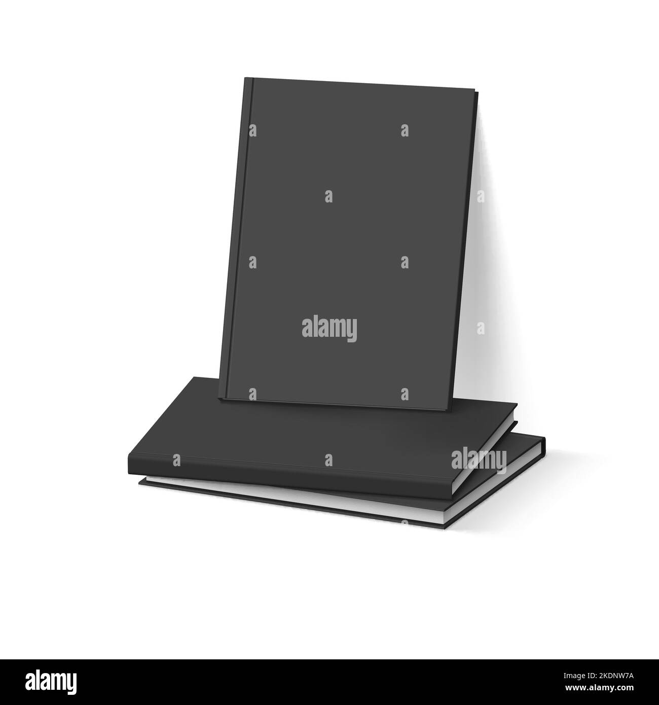 Stack of Black Books on White. Business Mockup Template Stock Vector ...