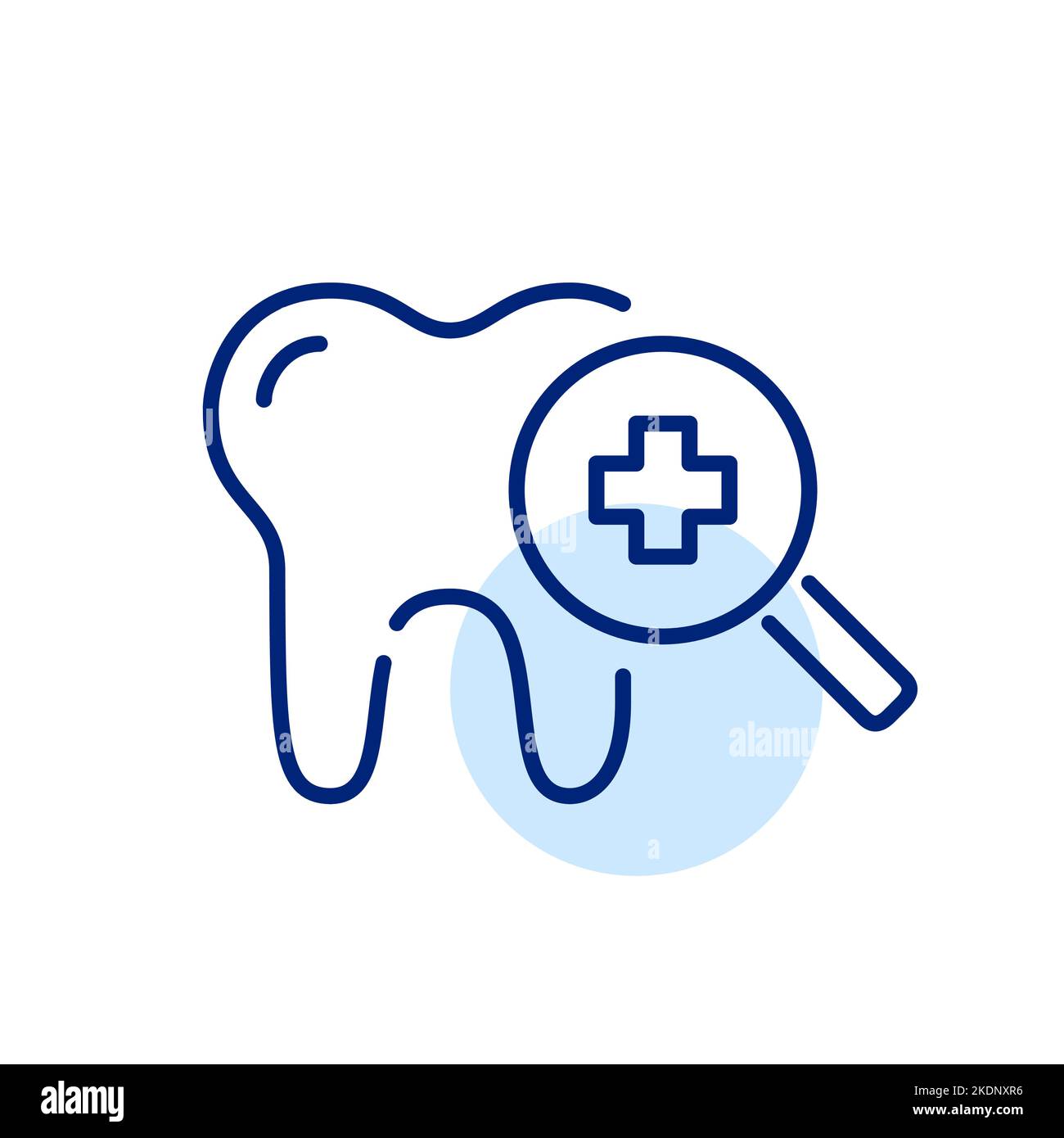 Dental check-up icon. Tooth with magnifying glass. Pixel perfect ...