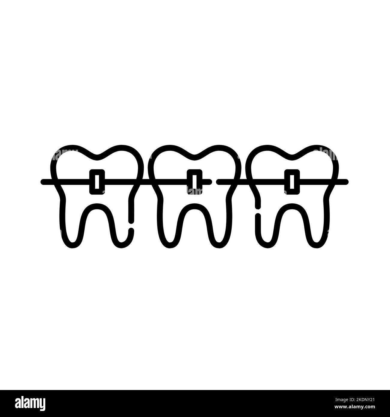 Teeth with braces. Orthodontist treatment. Pixel perfect, editable ...