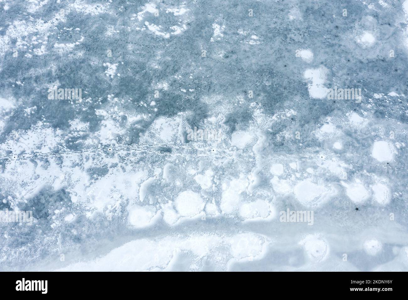 frozen lake surface. natural textured background. aerial view from ...