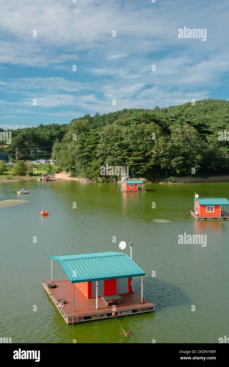 Yedang Lake and floating houses in Yesan, Korea Stock Photo - Alamy