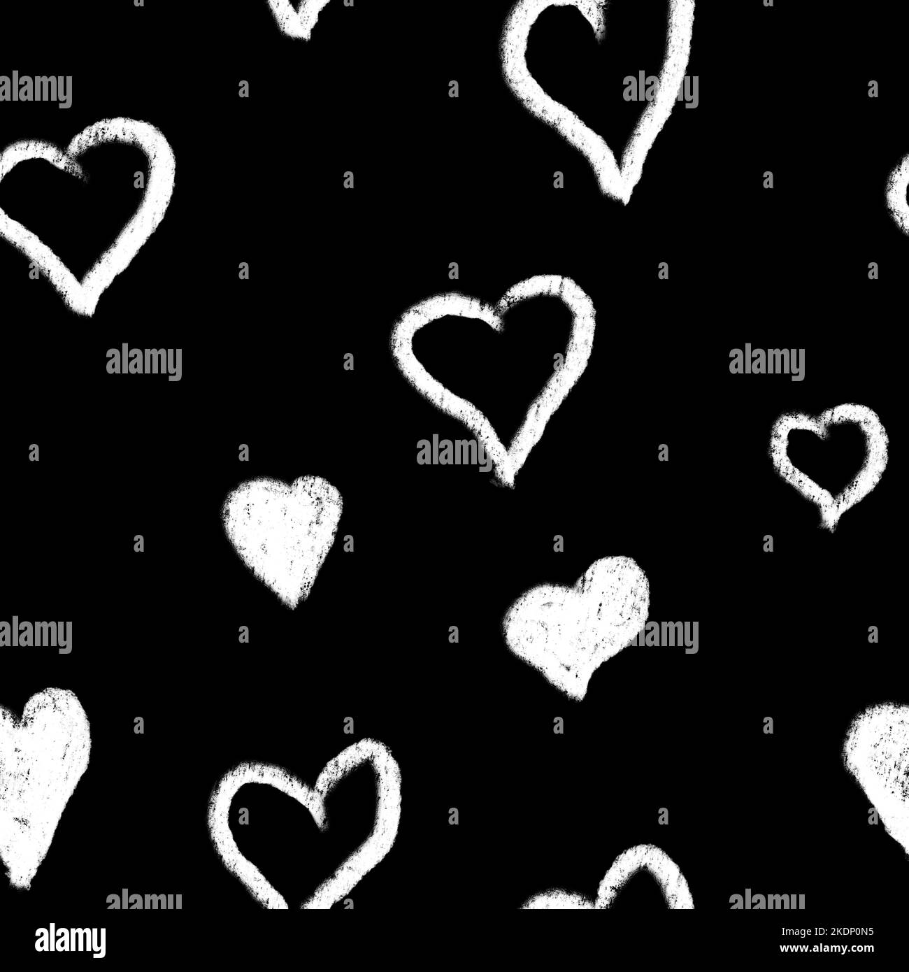 Hand drawn seamless pattern St valentines day black white hearts. Love ...