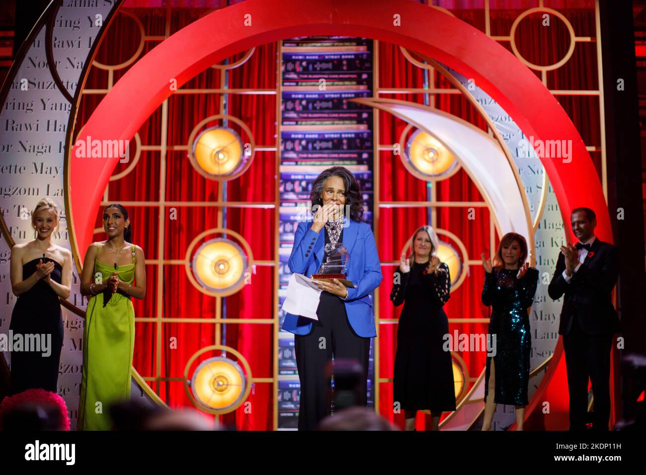 Toronto, Canada, Nov. 7, 2022. Suzette Mayr accepts her award as the ...