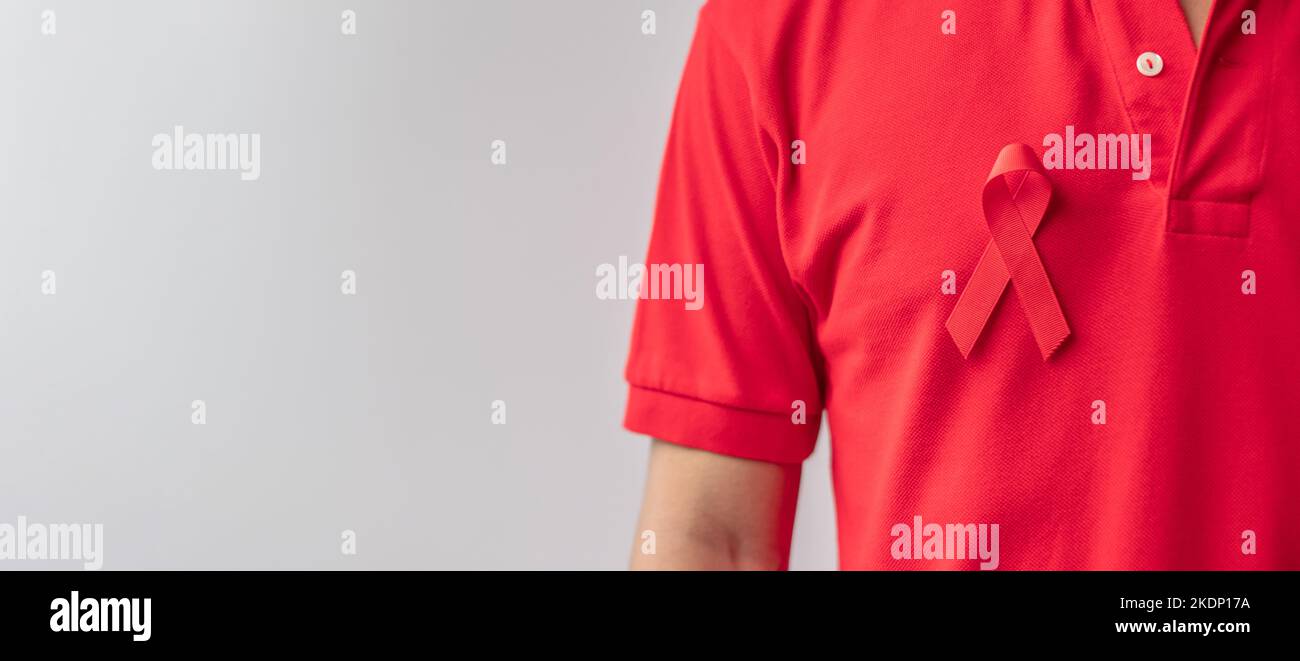 Red Ribbon for December World Aids Day, acquired immune deficiency ...