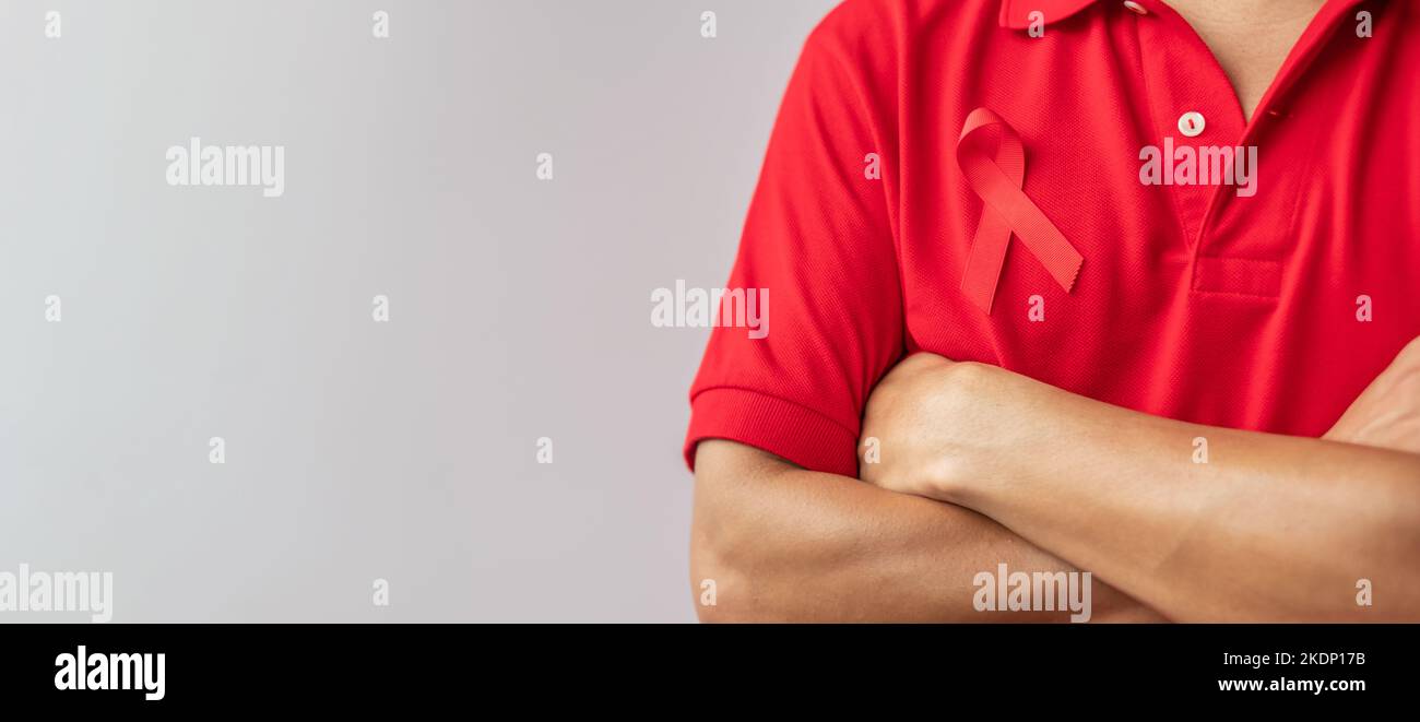 Red Ribbon for December World Aids Day, acquired immune deficiency ...