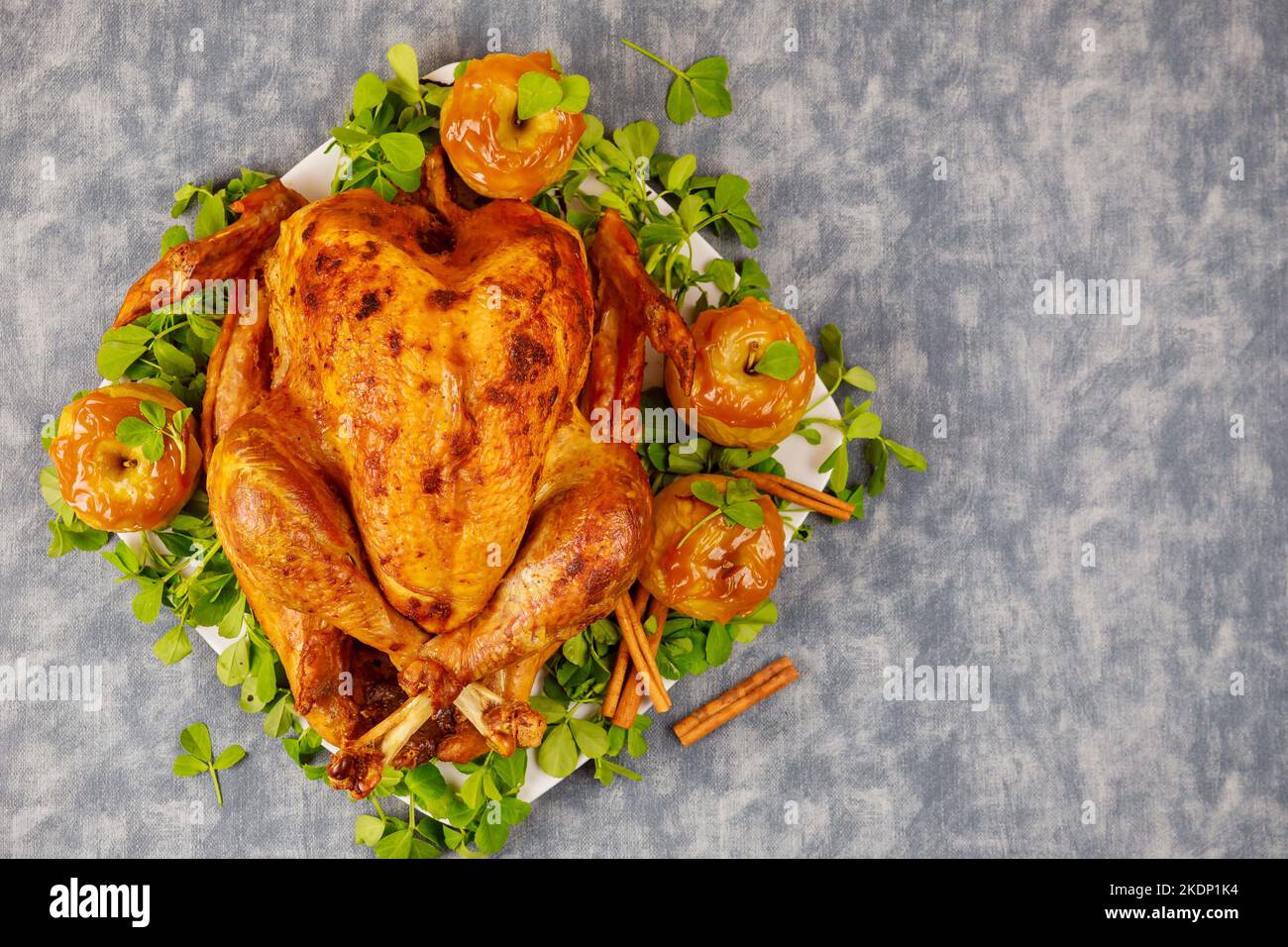 Baked turkey with stuffing and apples hi-res stock photography and ...