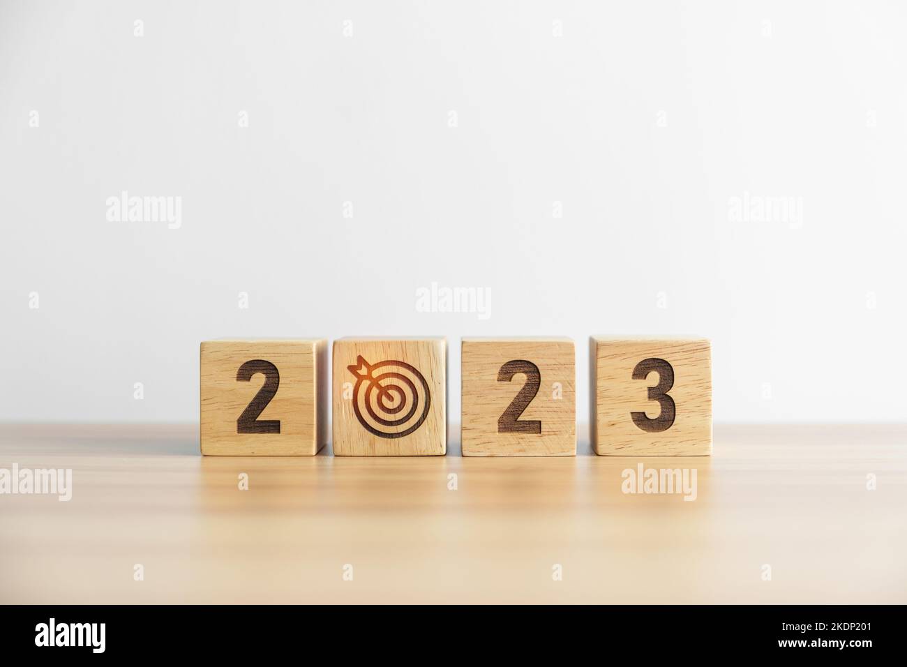 2023 block with dartboard icon. Goal, Target, Resolution, strategy, plan, Action, mission ...