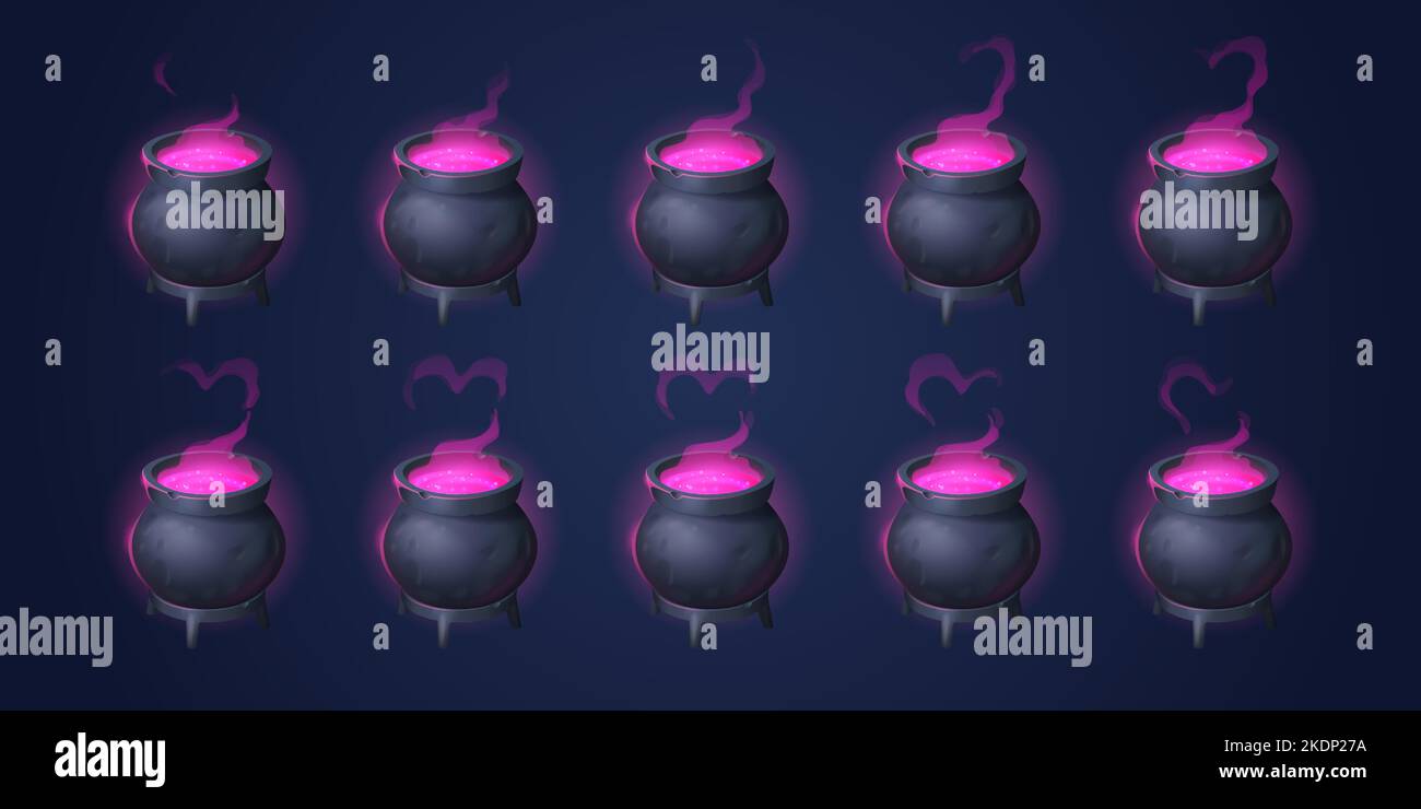 Cauldron With Love Potion Motion Sequence Animation Pink Heart Cloud
