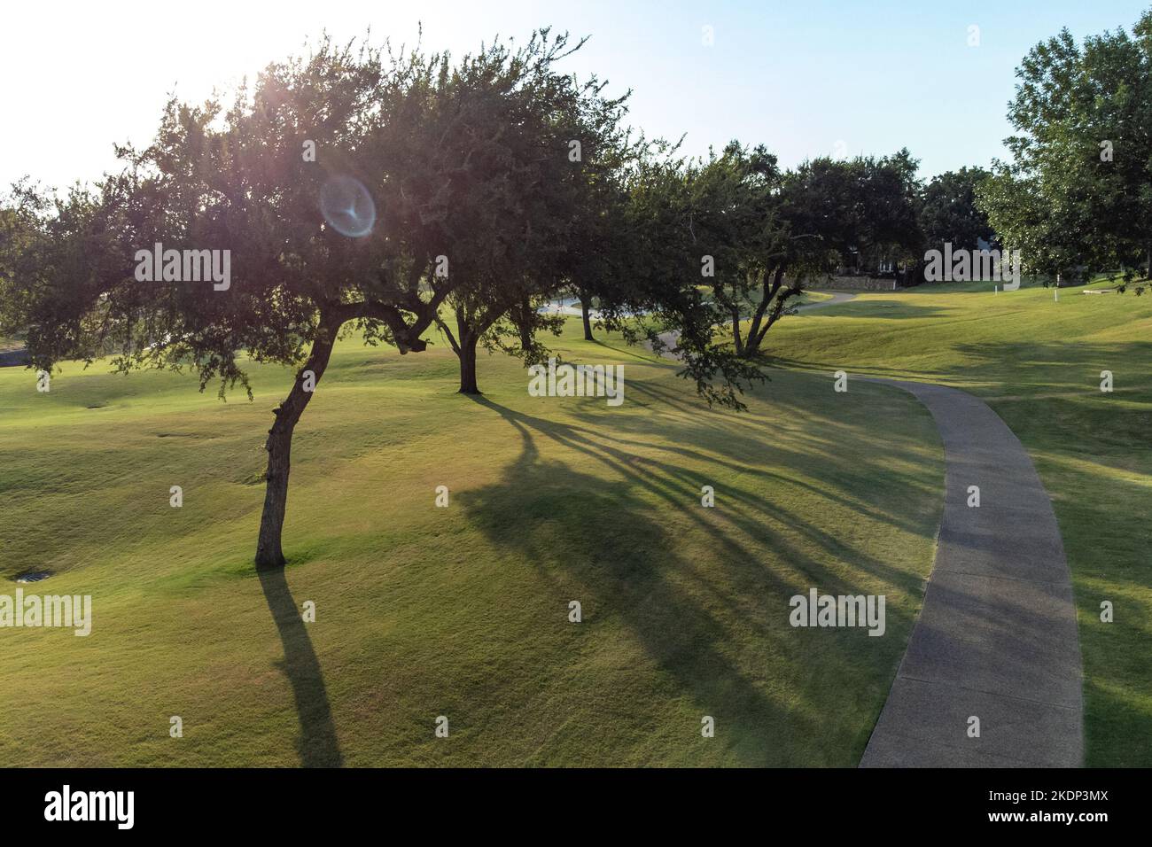 Top aerial view of beautiful park, green zone. Birds eye and drone ...