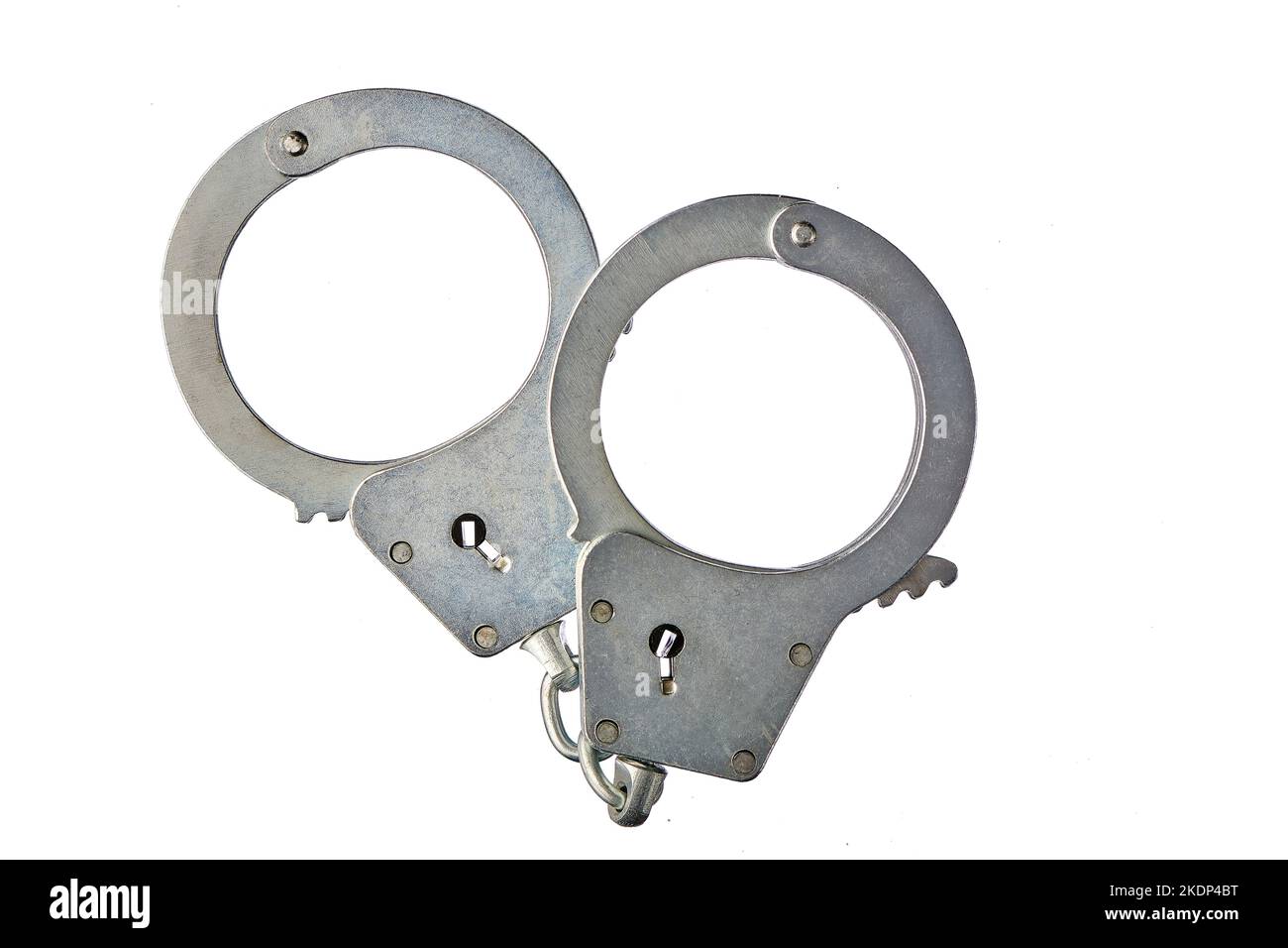 Metal handcuffs on a white isolated background, copy space Stock Photo ...