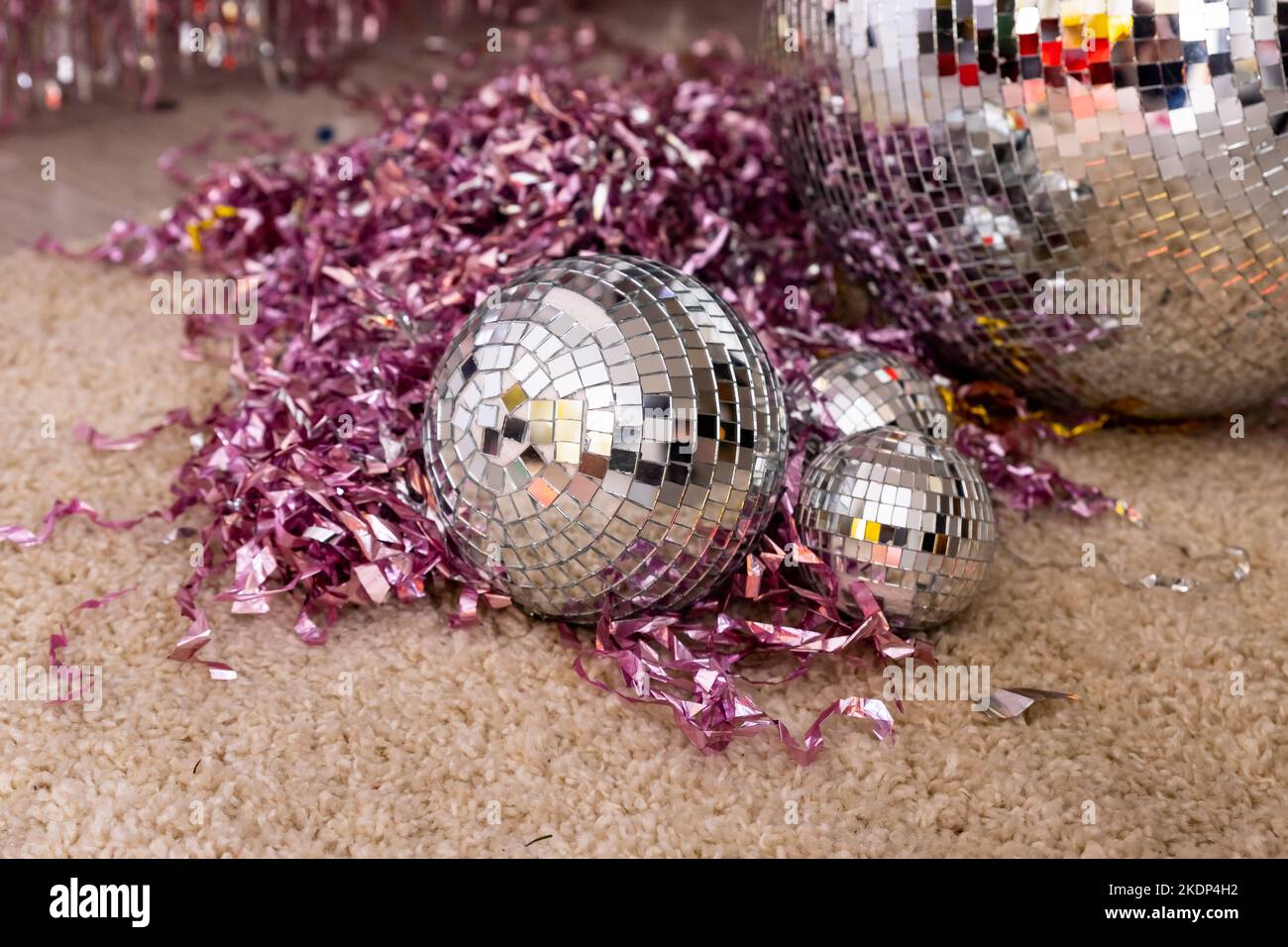 Disco ball with bright rays, night party background.Party Atmosphere ...