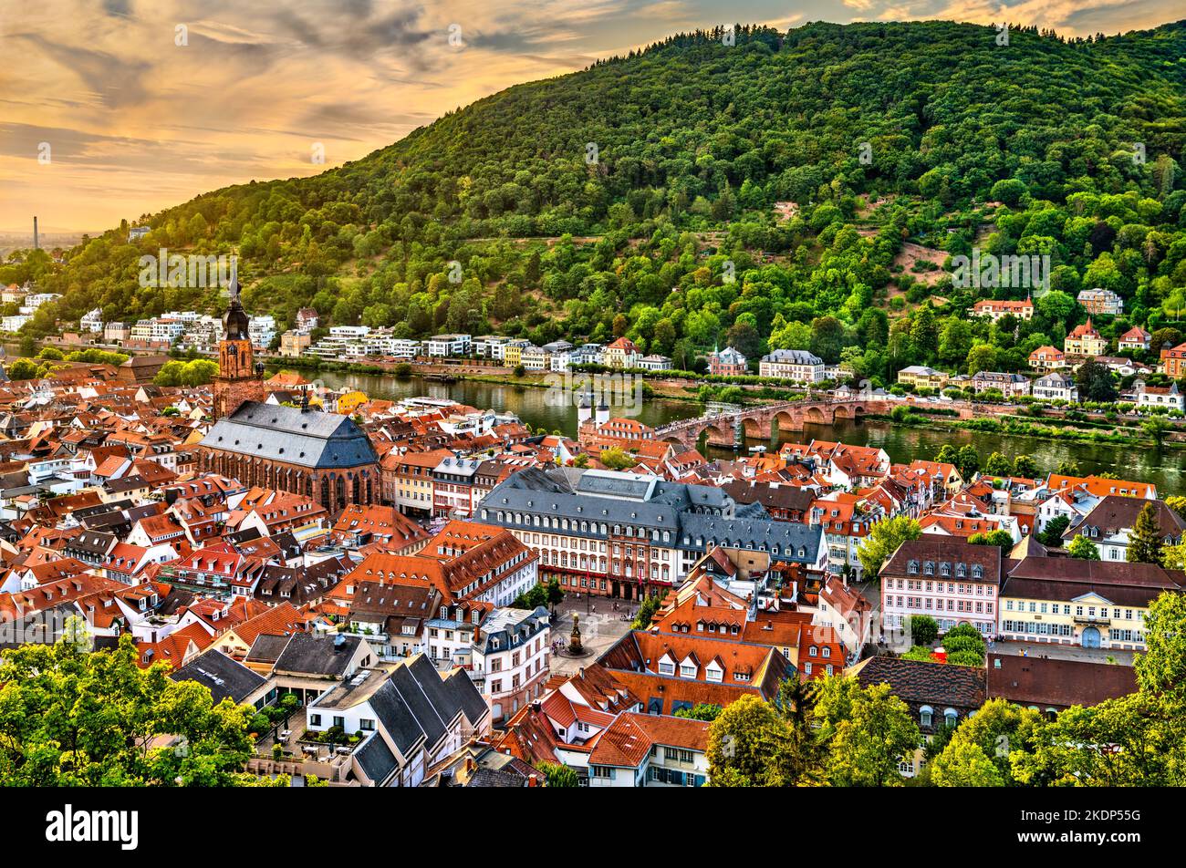 Skyline of Heidelberg at sunset in Baden-Wuerttemberg, Germany Stock Photo - Alamy