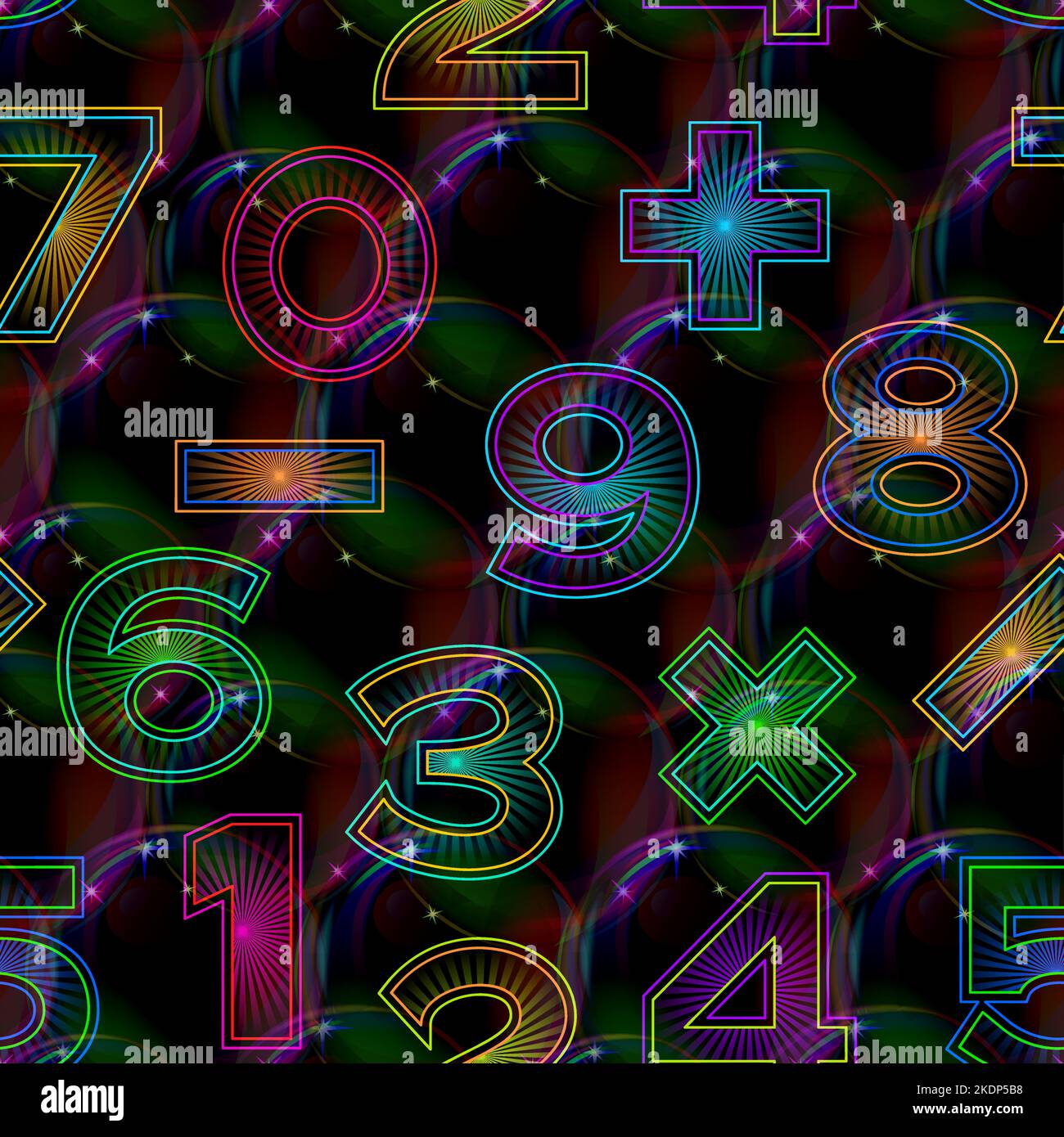 Seamless Pattern, Numbers on the Dark Abstract Tile Background with ...