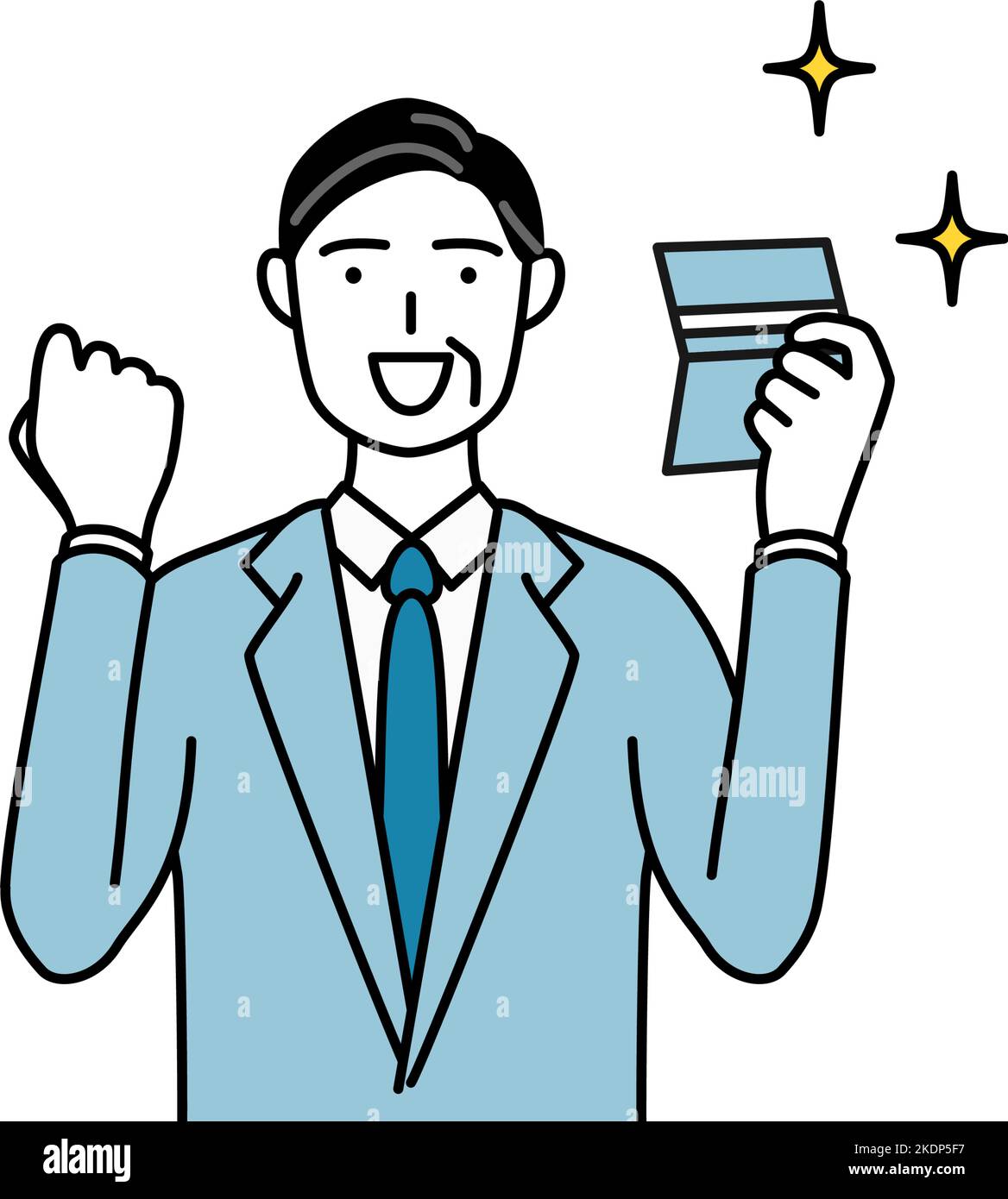 Simple line drawing illustration of a Senior businessmen, executives ...