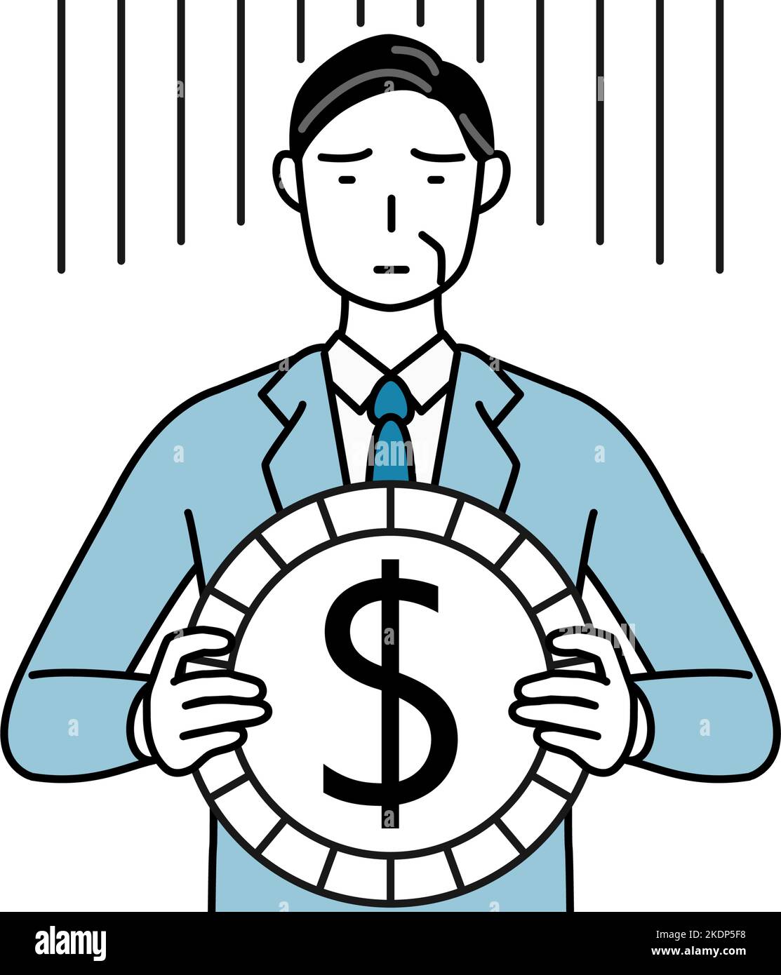 Simple line drawing illustration of a Senior businessmen, executives ...