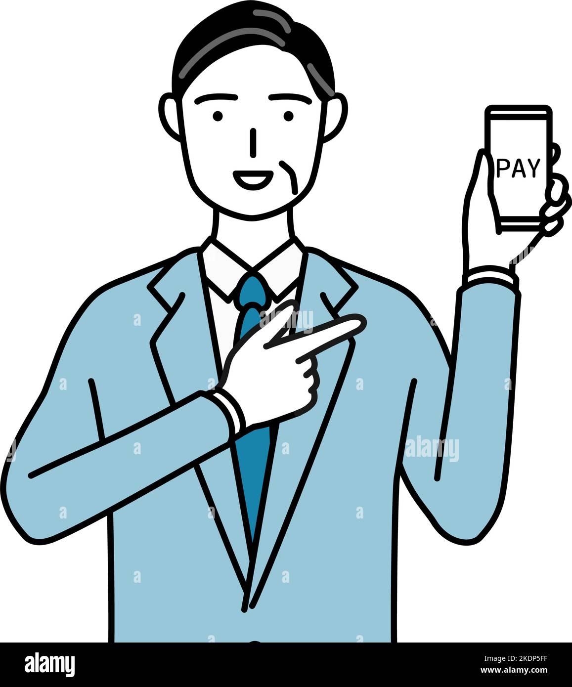Simple line drawing illustration of a Senior businessmen, executives ...