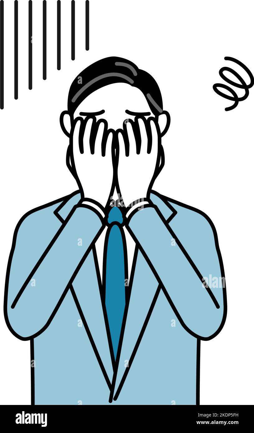 Simple line drawing illustration of a Senior businessmen, executives ...